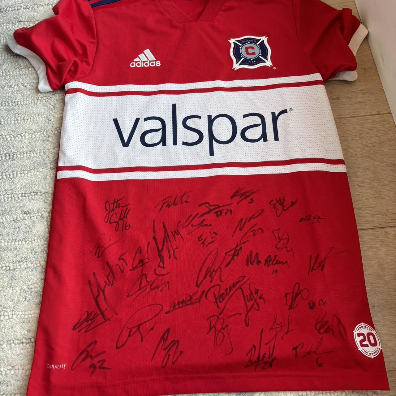 Signed Rare Adidas Chicago Fire home jersey - red... - Depop