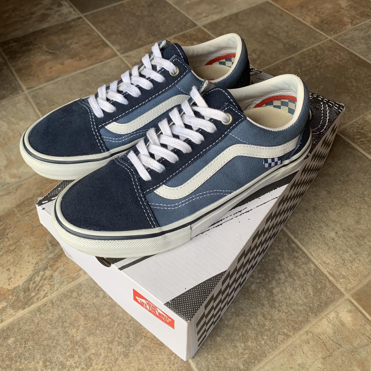 Blue two tone old skool vans - worn a few times,... - Depop
