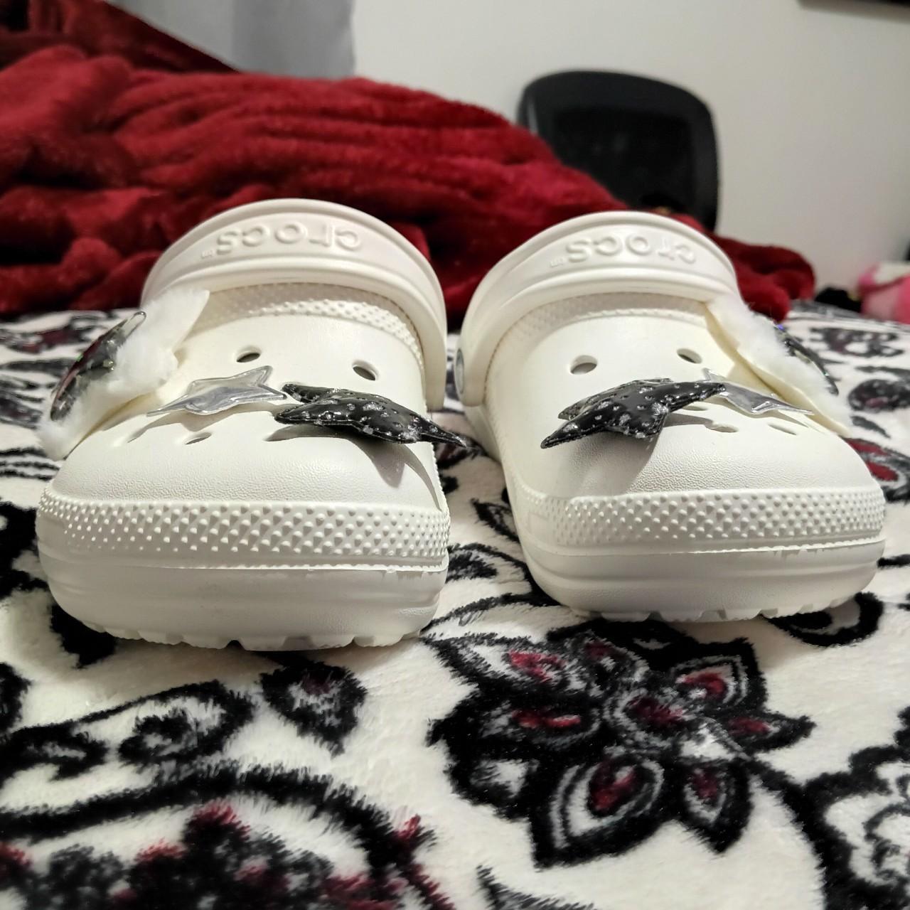 White fluffy Crocs. Brand new, worn once inside.... - Depop