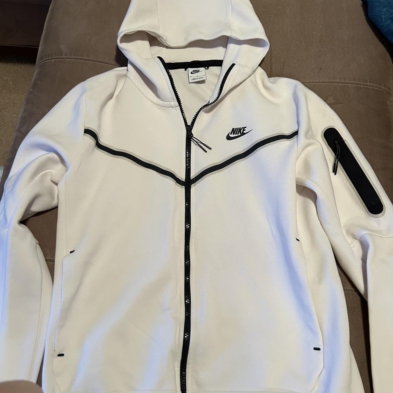 white nike tech size small #nike #sweatshirt... - Depop