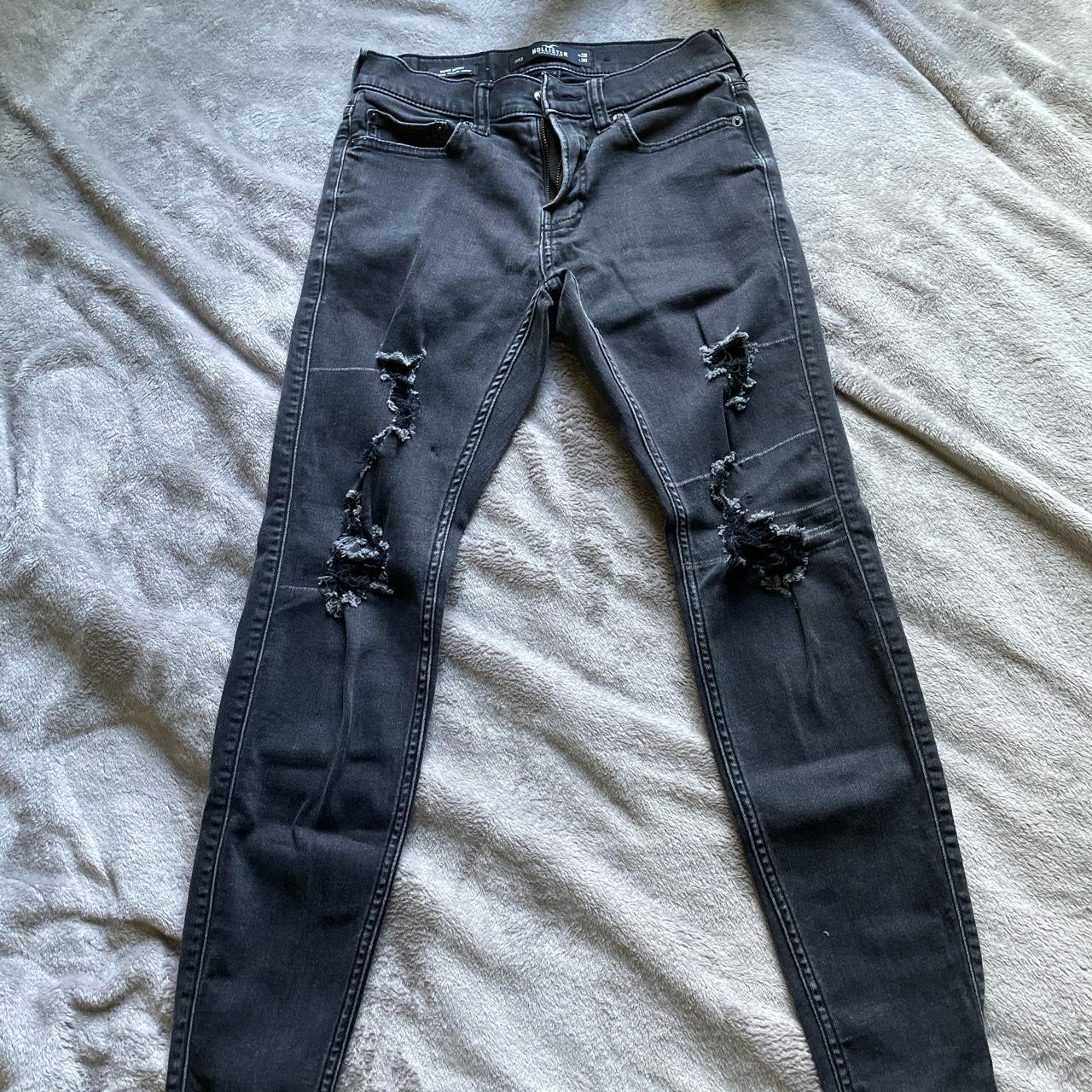 Holister Super Skinney Faded Black ripped Jeans W28 L30 - Depop
