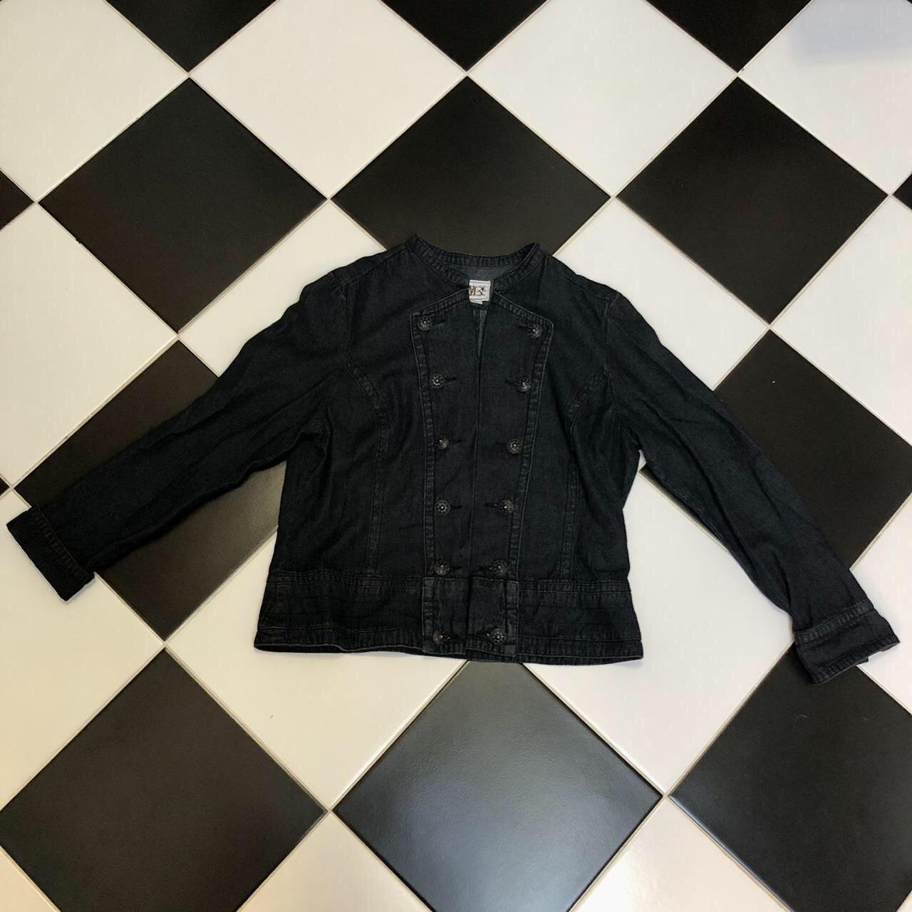 AMX Dark Wash Denim Military Style Jacket. Size... - Depop