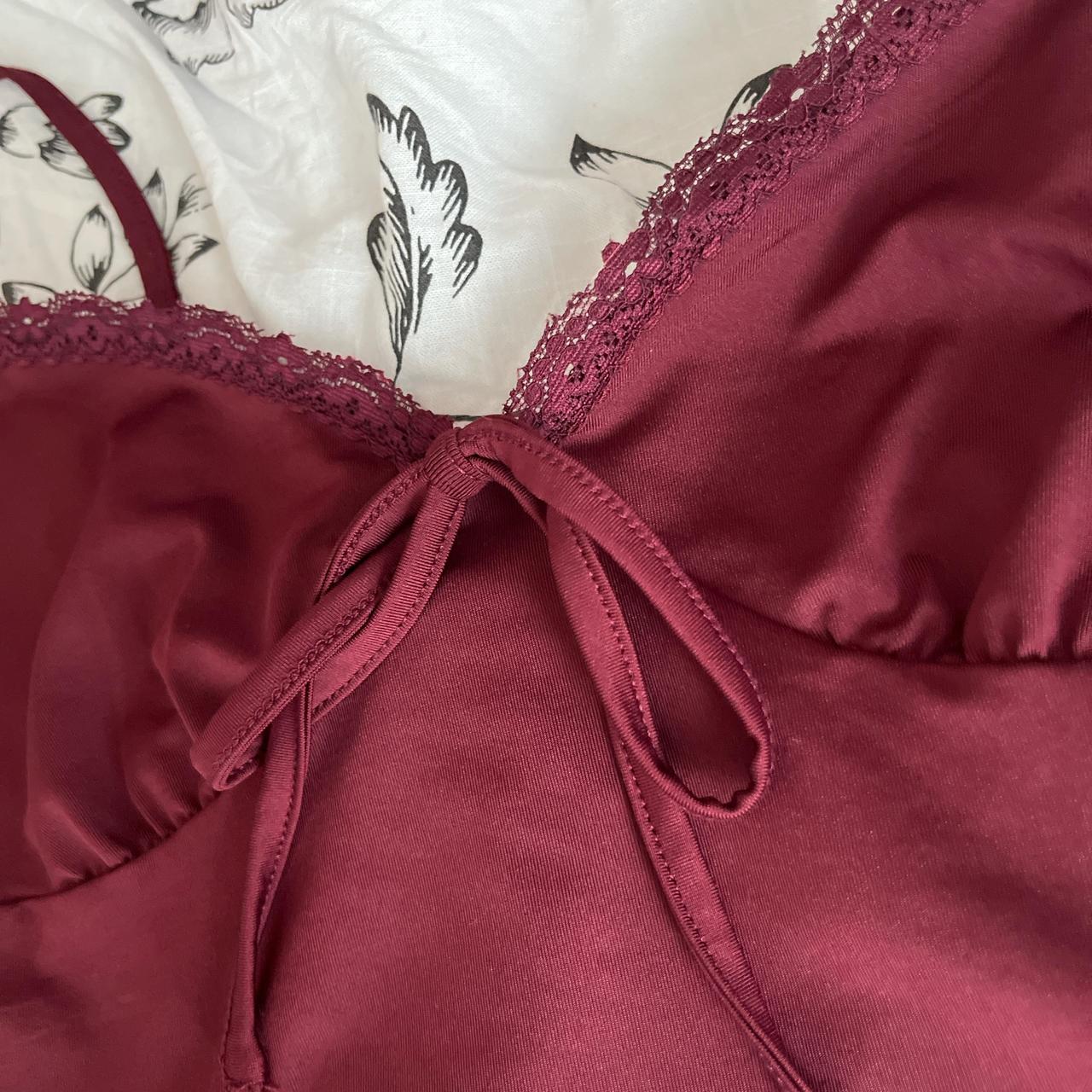 Maroon lace cami top #coquette #camitop #y2k... - Depop