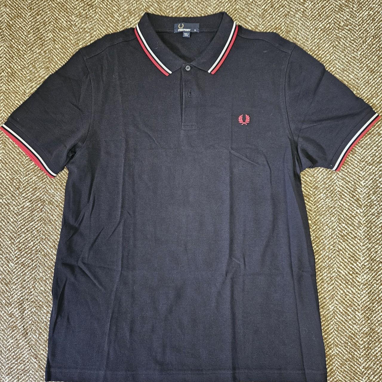 Fred Perry red & white twin tip polo - Depop