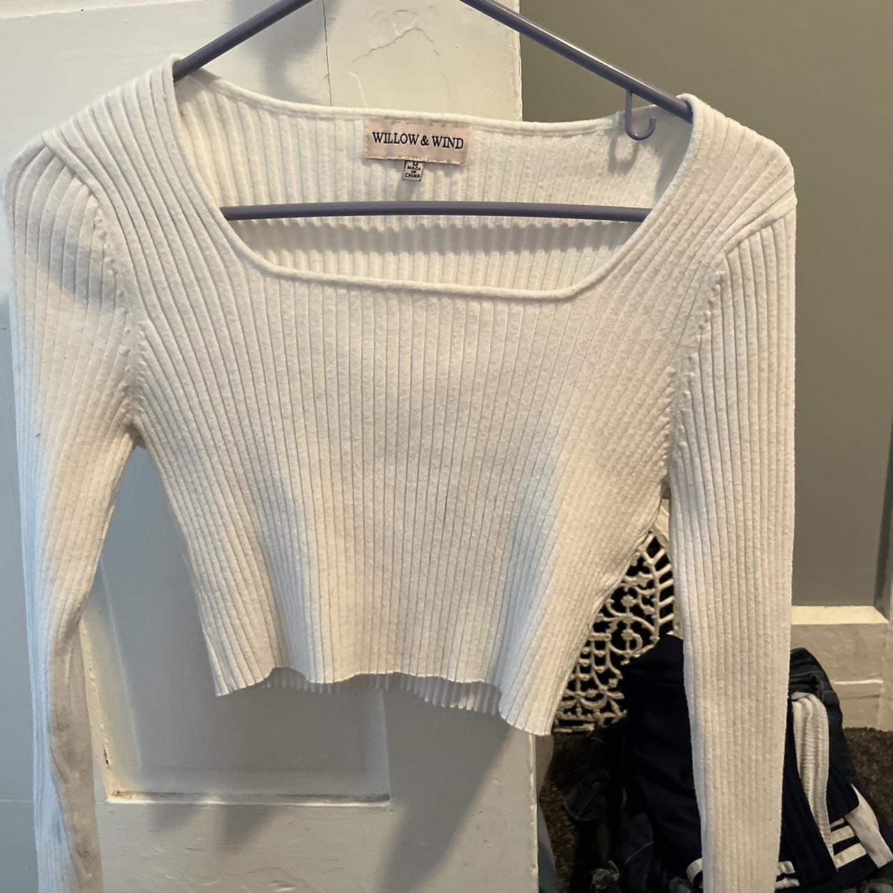 White cropped long sleeve top #croptop - Depop