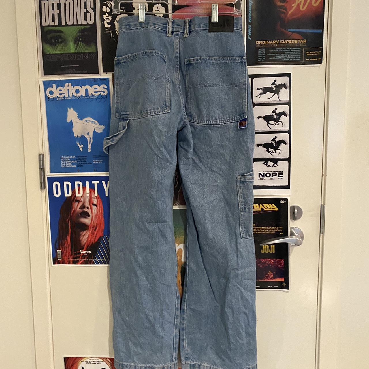 Unif blue cox jeans wideleg jeans with silver loop... - Depop