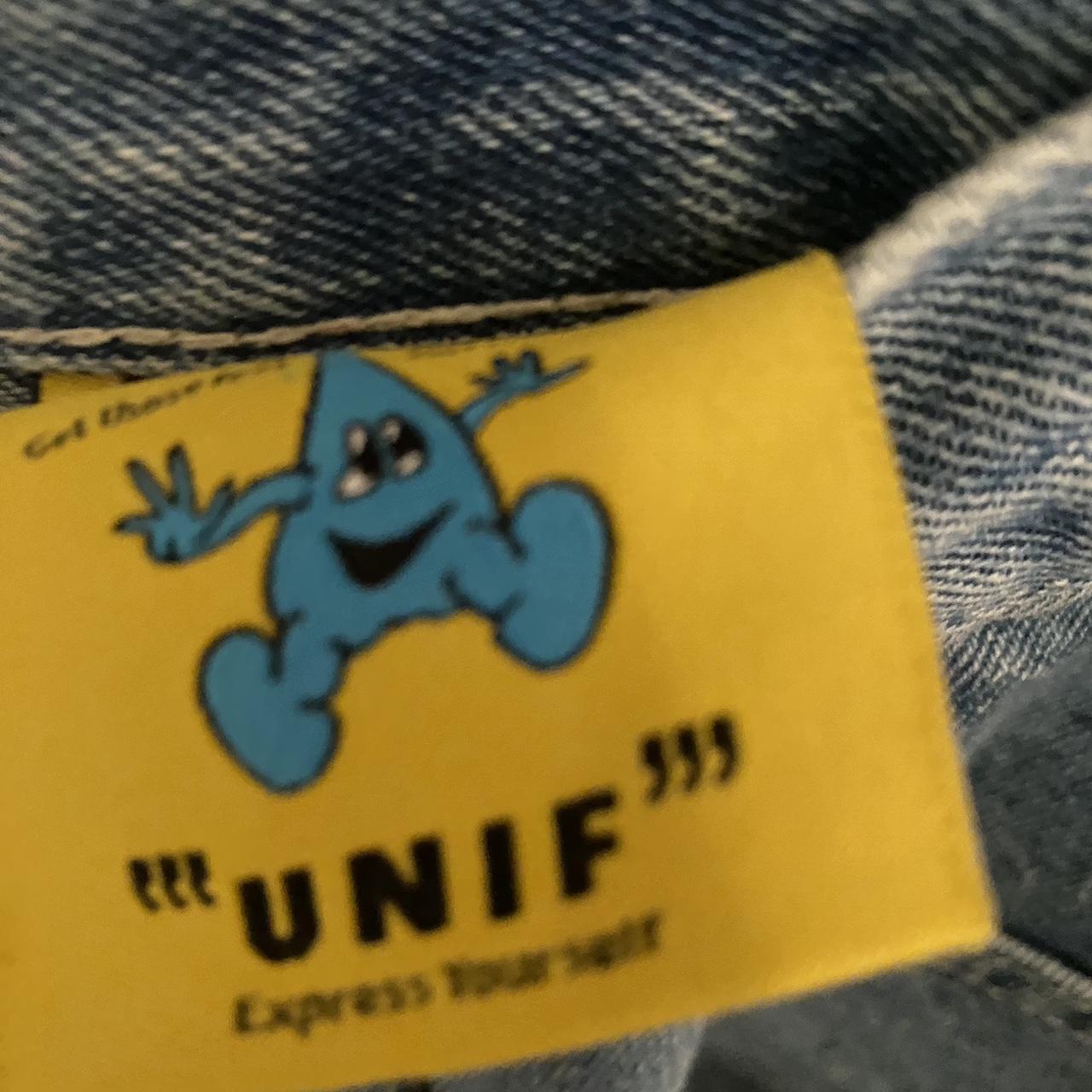 Unif blue cox jeans wideleg jeans with silver loop... - Depop