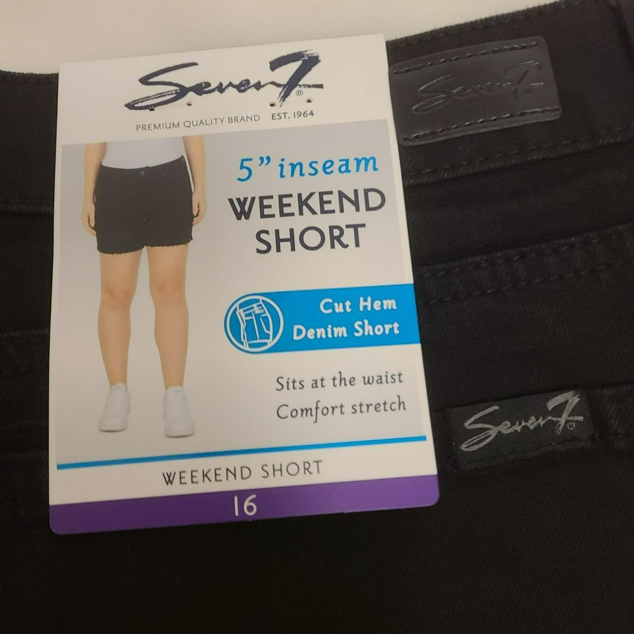 Seven Weekend Short Denim Cutoff Frayed Black... | Depop