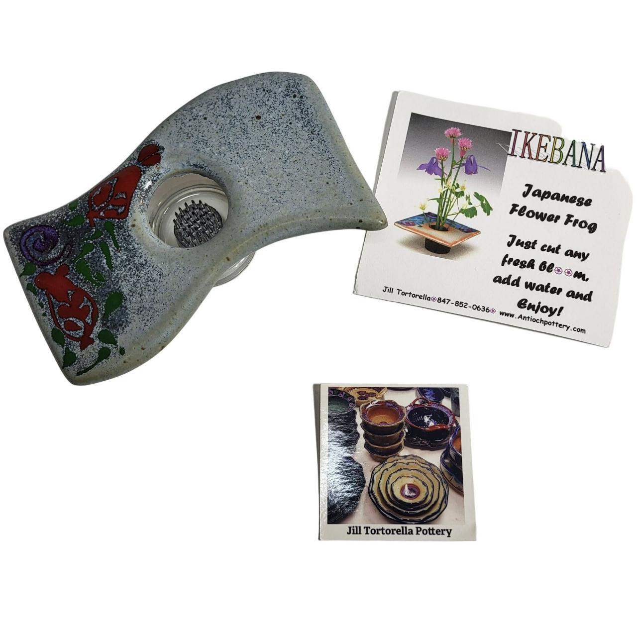 Handmade Ikebana Japanese Flower Frog Pottery Grey... - Depop