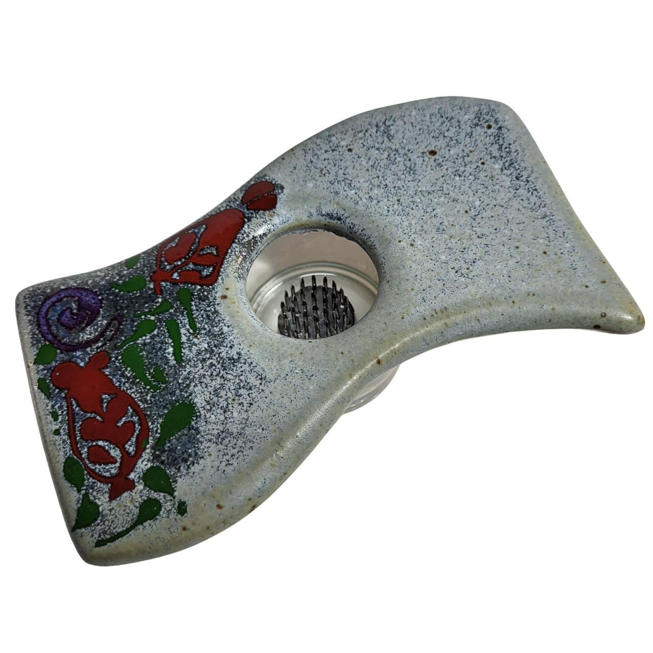Handmade Ikebana Japanese Flower Frog Pottery Grey... - Depop