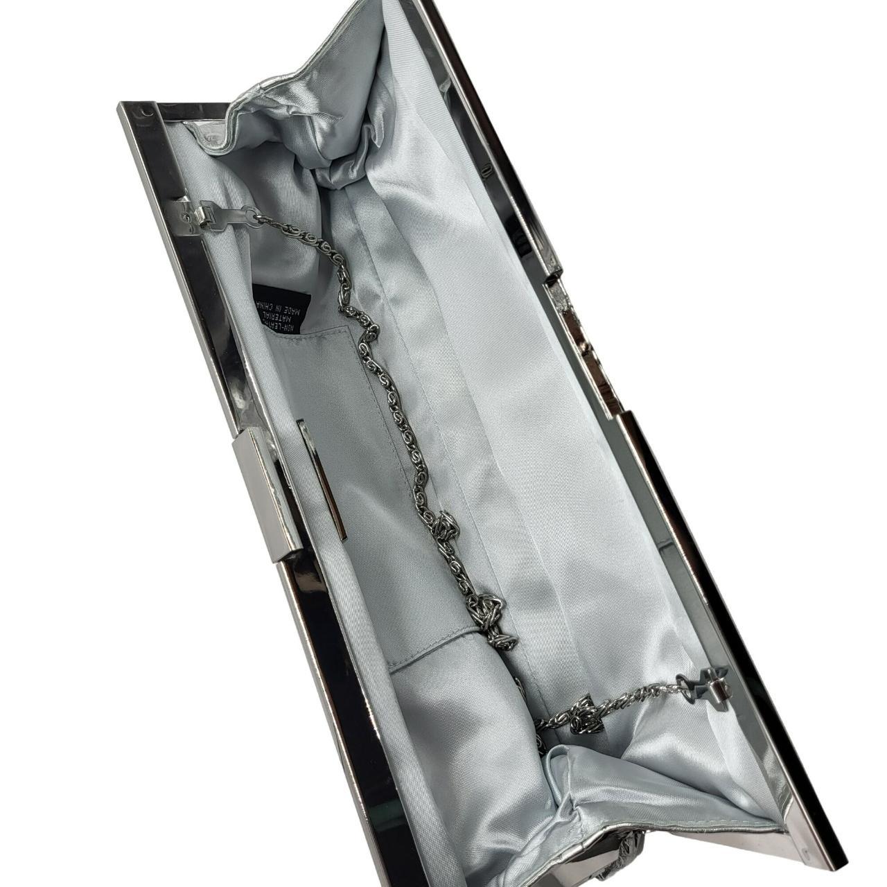 Kate Landry Faux Snakeskin Silver Foil Clutch... - Depop