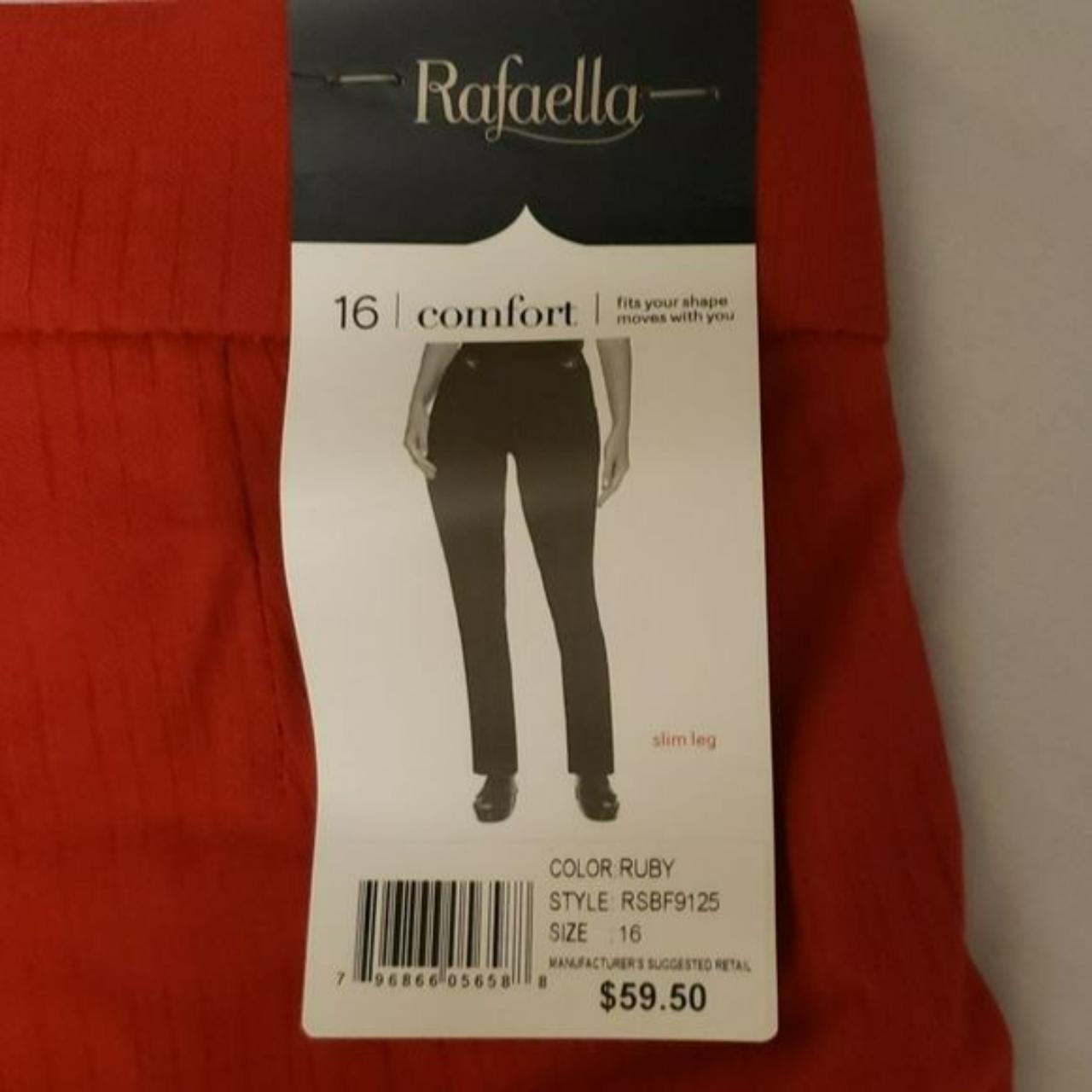 Rafaella Comfort Pants Pull On Slim Leg Red Women's... - Depop
