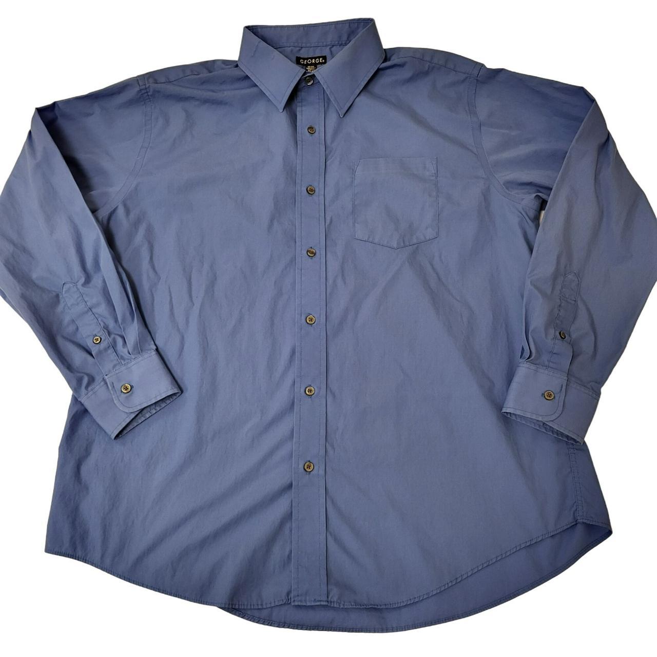 George Button Down Dress Shirt Longsleeve Blue Men's... - Depop