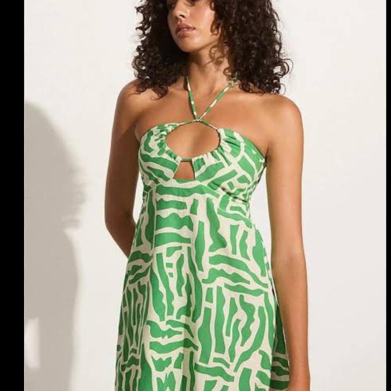 Faithfull the Brand Surrau green summer mini dress... - Depop