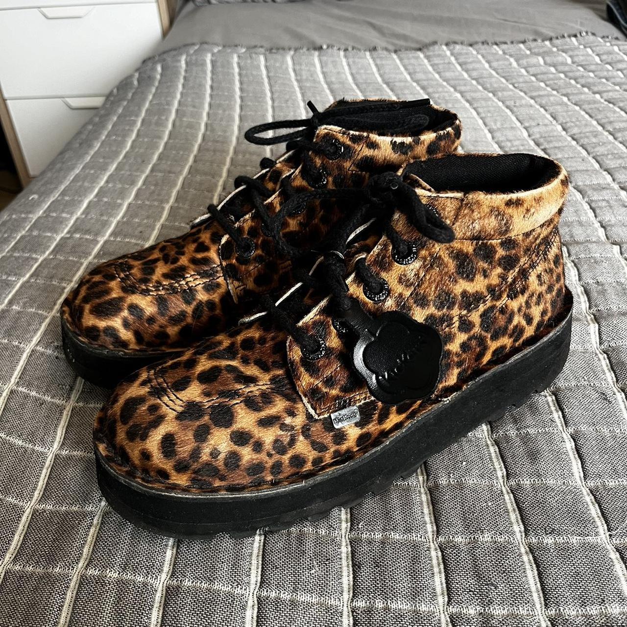 Kickers kick hi leopard print platforms. Size 49.... - Depop