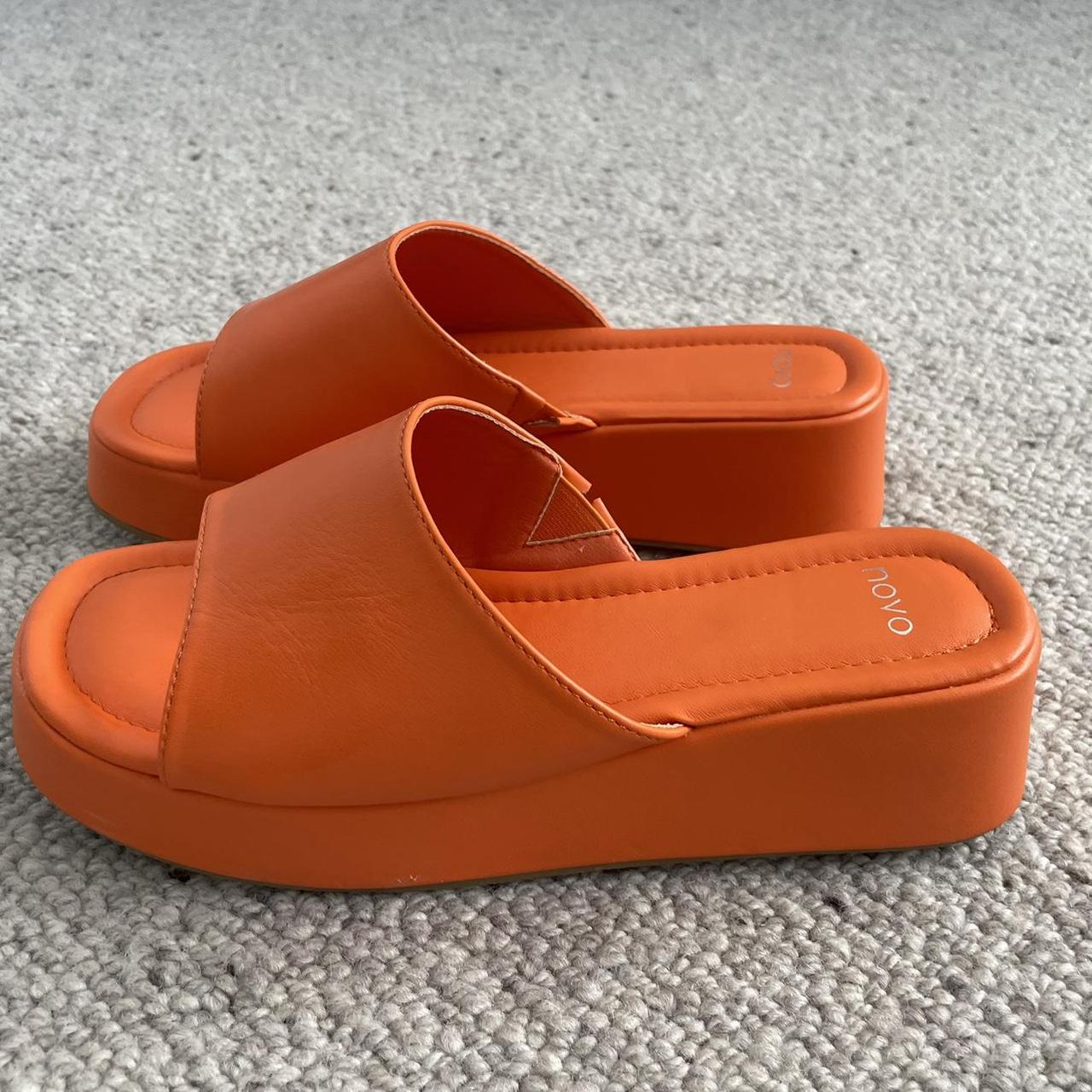 Orange platform slides - Mint condition- Size 8 - Depop