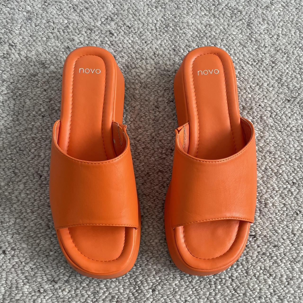 Orange platform slides - Mint condition- Size 8 - Depop