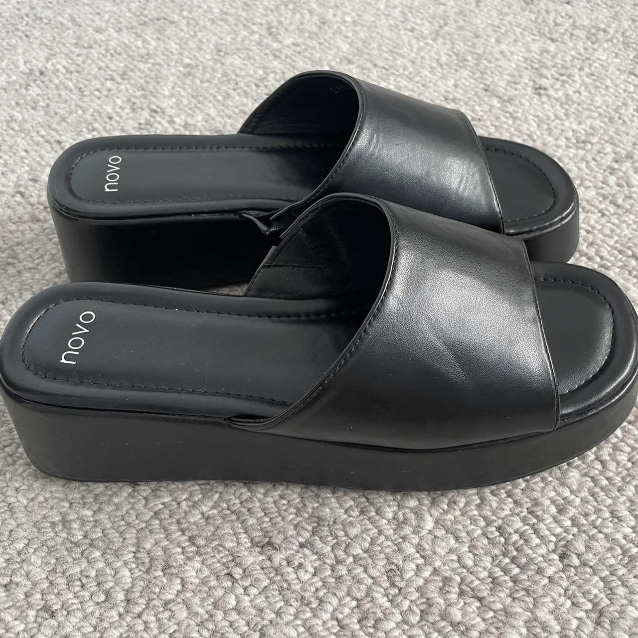 Black platform slides - Worn a couple times / minor... - Depop