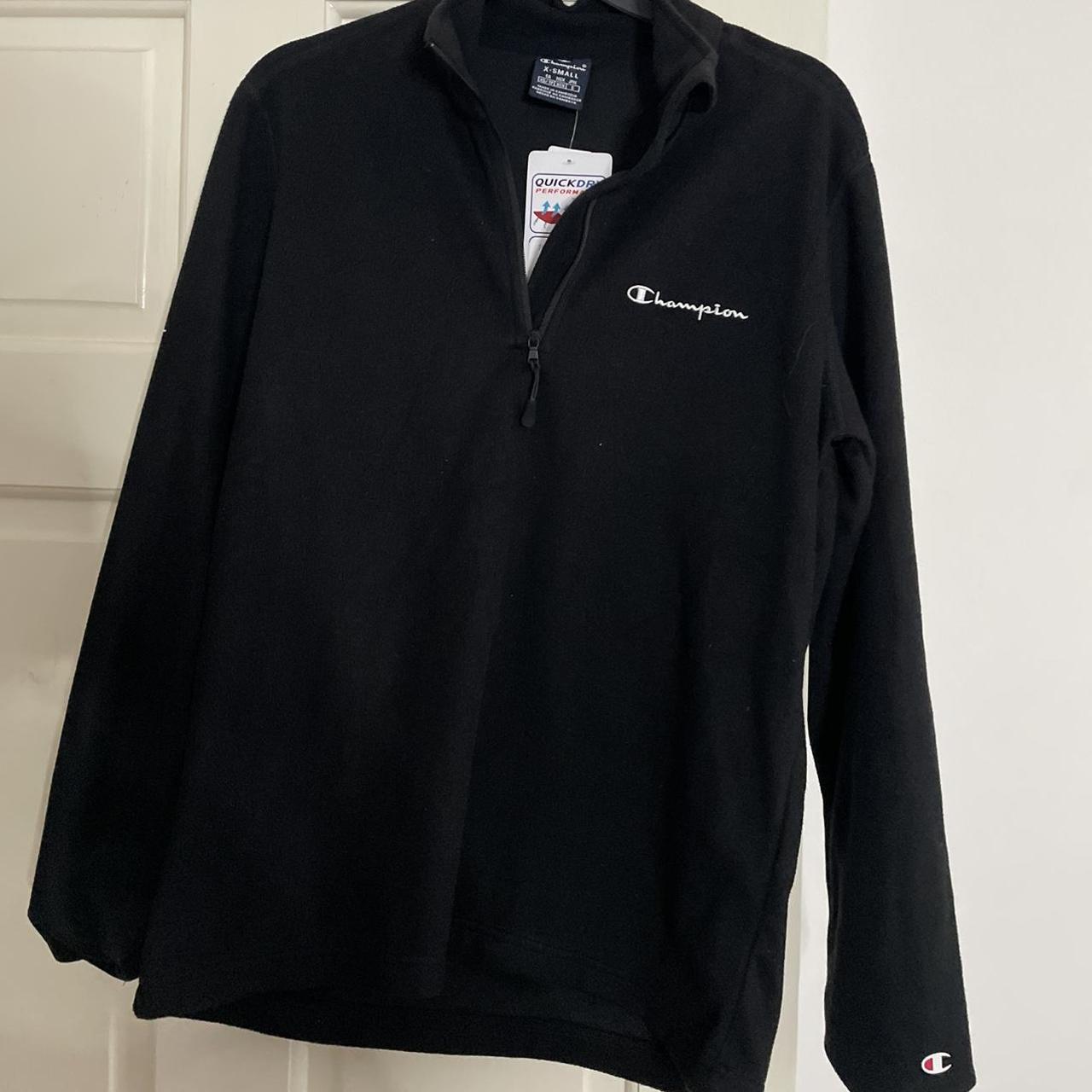 Black 1/4 zip champion jumper -size - mens extra... - Depop