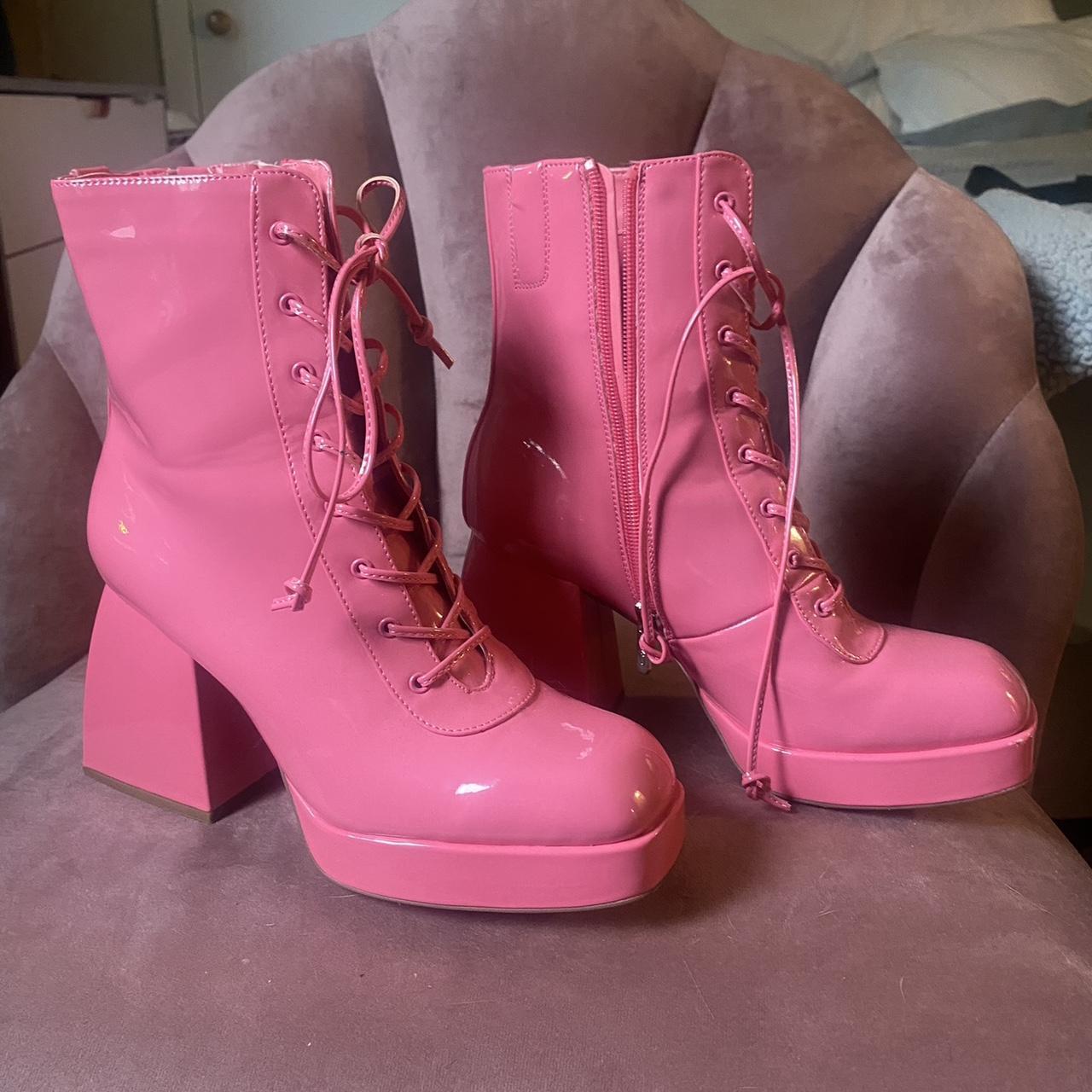 Sam Edelman punk pink patent vegan leather platform... - Depop