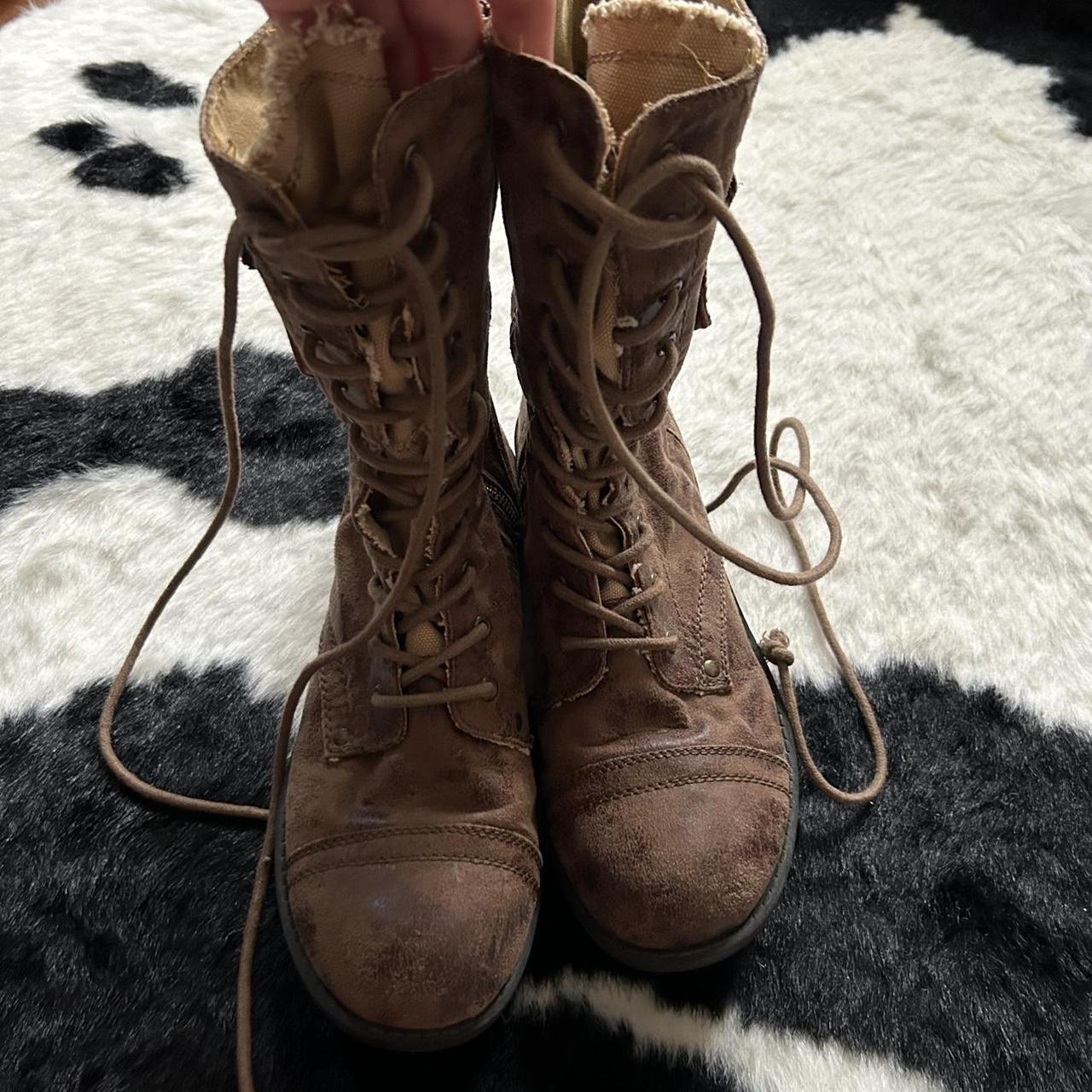 Roxy brown moto combat boots with pocket. So cute... - Depop