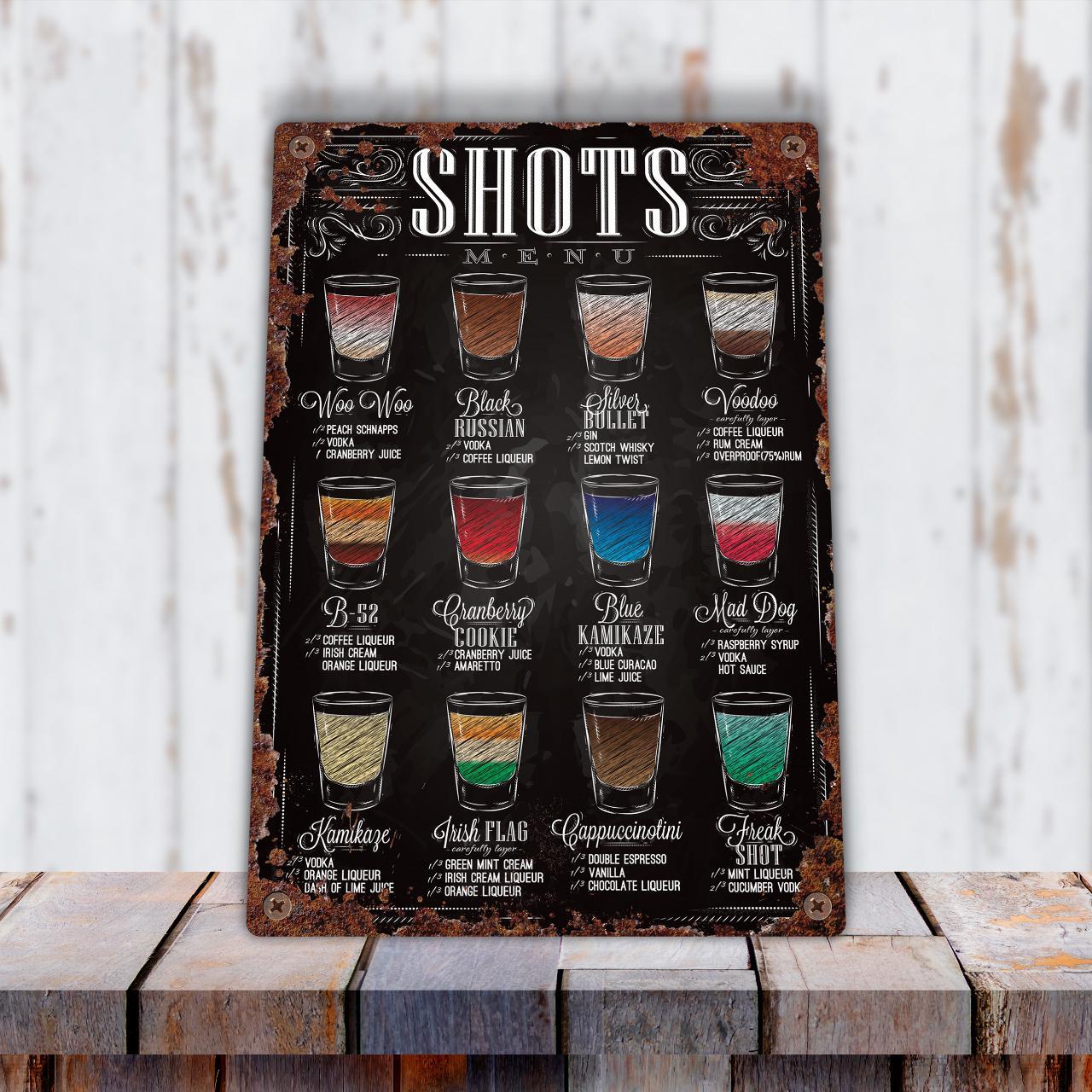 Shots Menu Tin Sign, Vintage Home Bar Metal Plaque,... - Depop