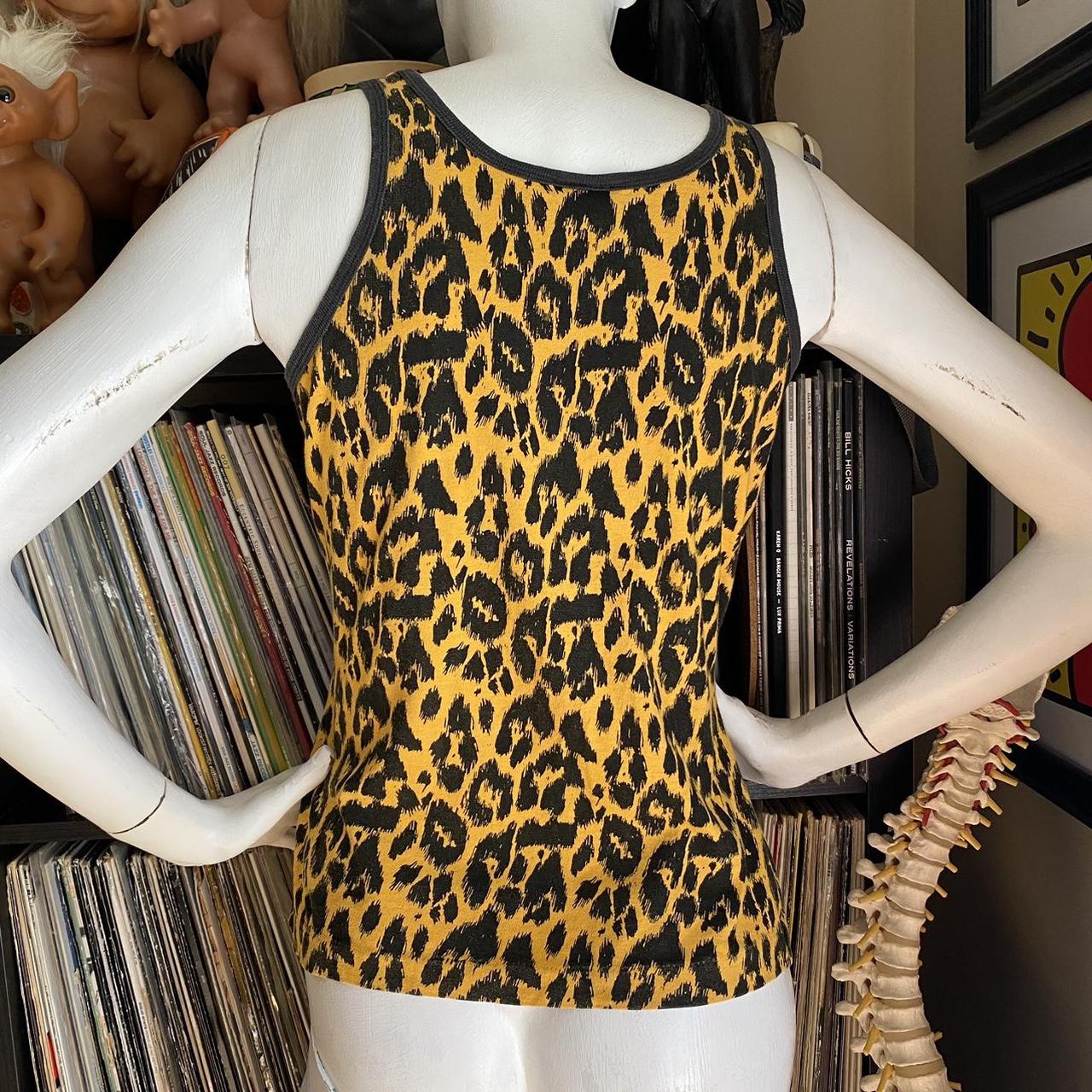1980s 80s vintage punk metal leopard print tank.... - Depop