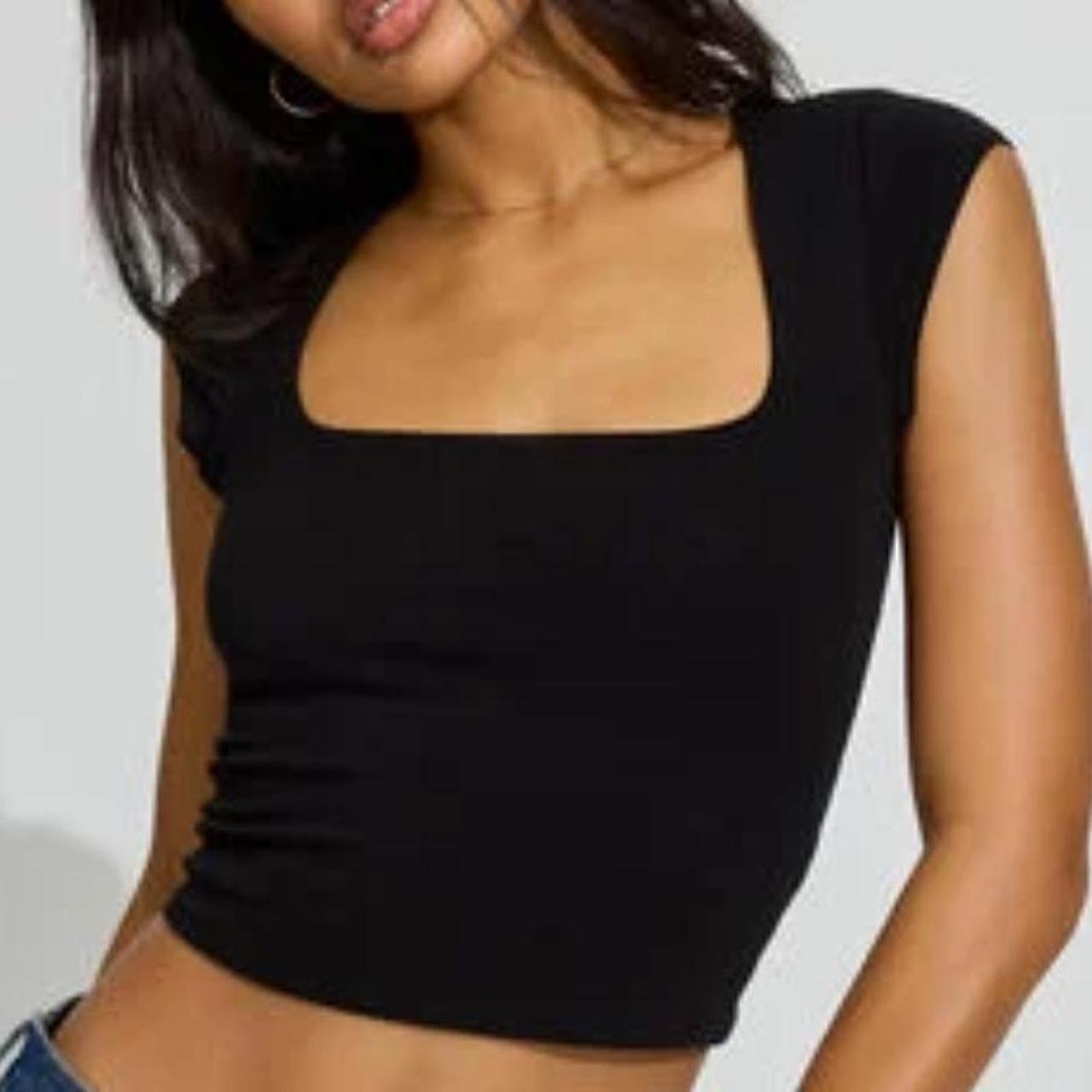 Black square neck crop top #garage #croptop | Depop