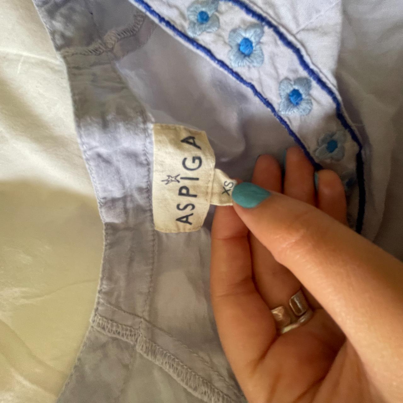 aspiga light blue dark blue purple embroidered... - Depop