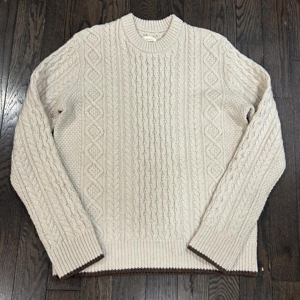 Retro Fossil Cable Knit Cream Sweater Men’s M... - Depop