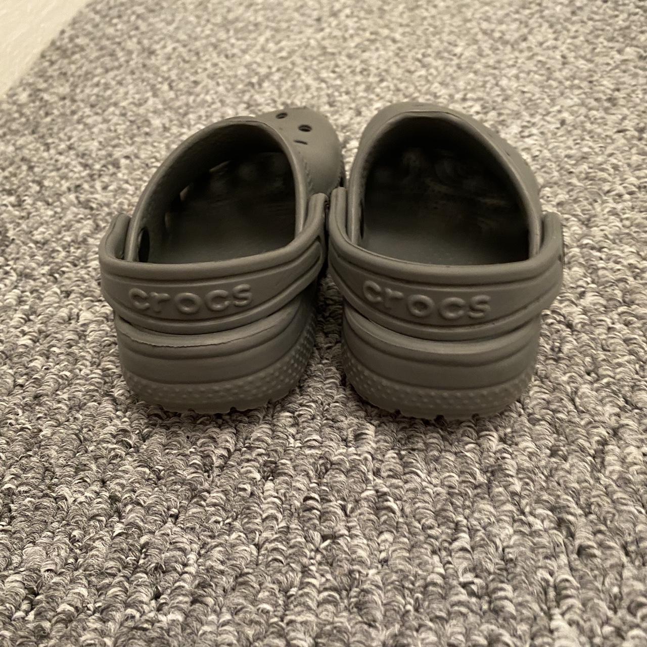 Grey infant crocs. Uk size 8 - Depop