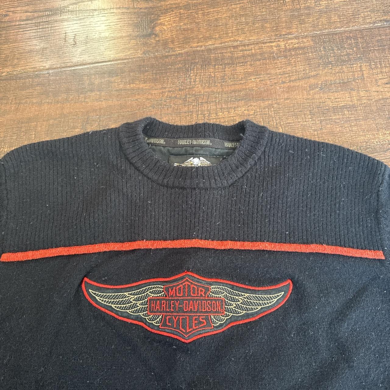 Vintage Harley Davidson black and red crewneck... | Depop