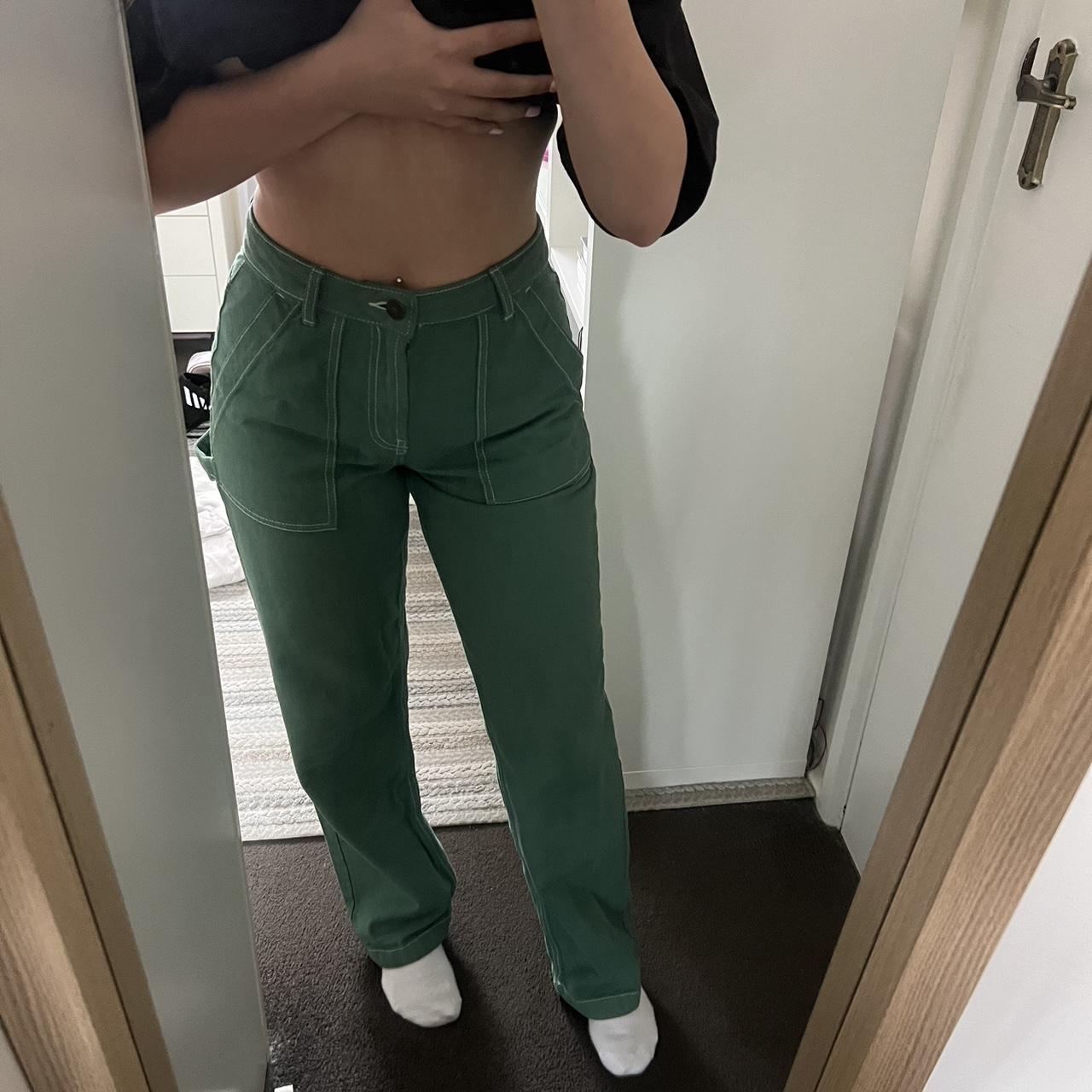 straight leg green supre cargo jeans, worn a few times. - Depop