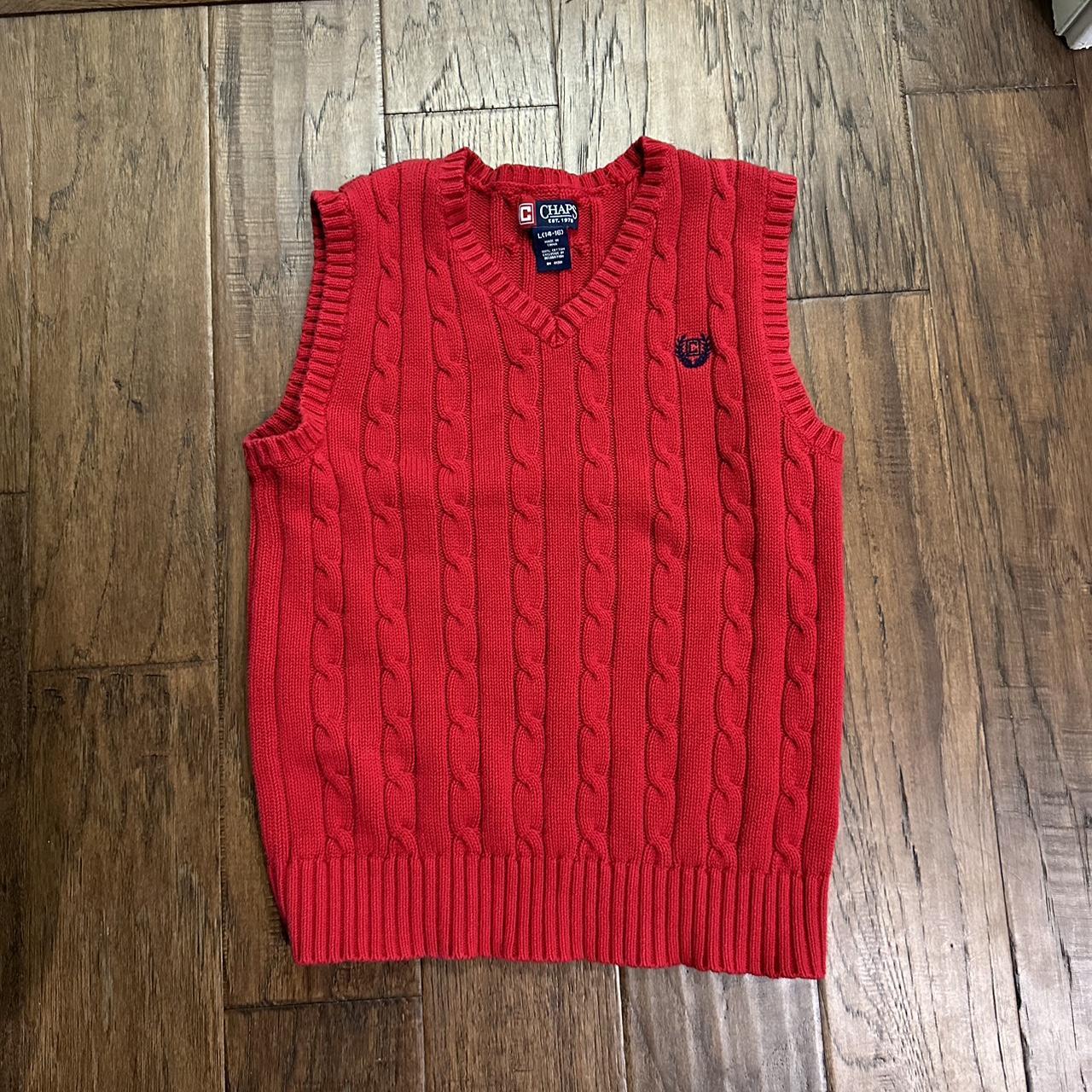 (Boy’s S) Chaps red sweater vest. thick chorded... | Depop