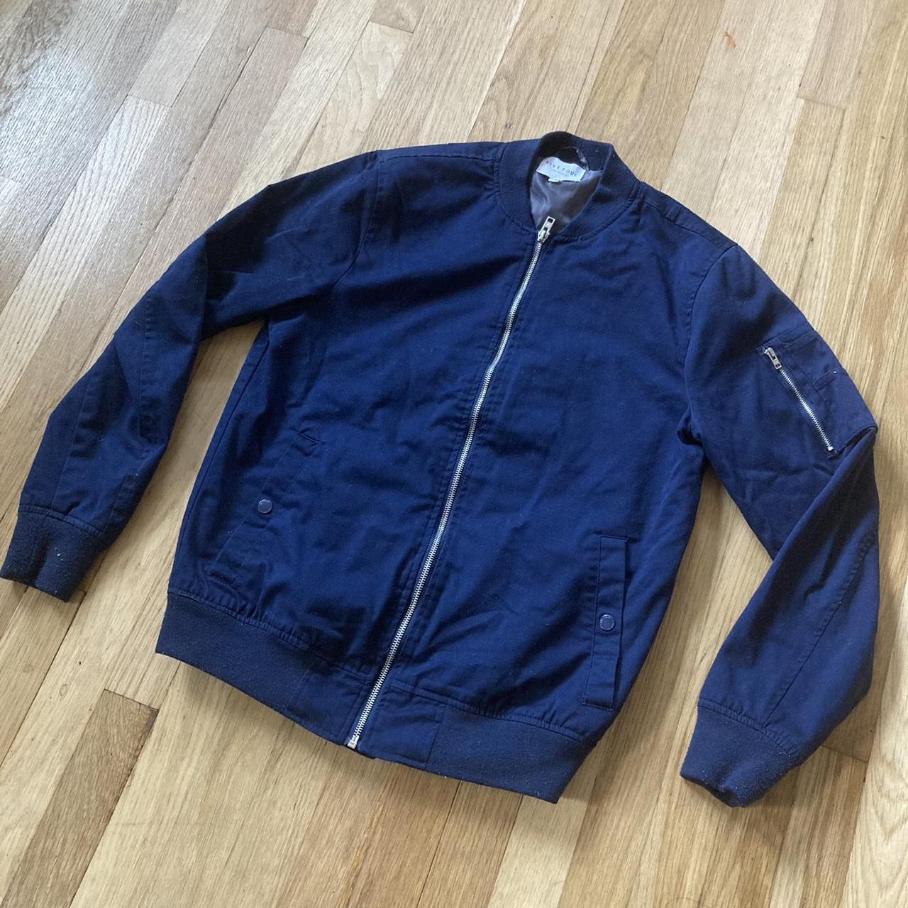 Navy blue light bomber jacket Five Four Size small... - Depop