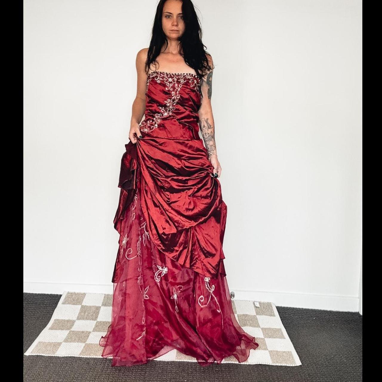 Stunning Whimsygoth Red Prom Dress Features a... - Depop