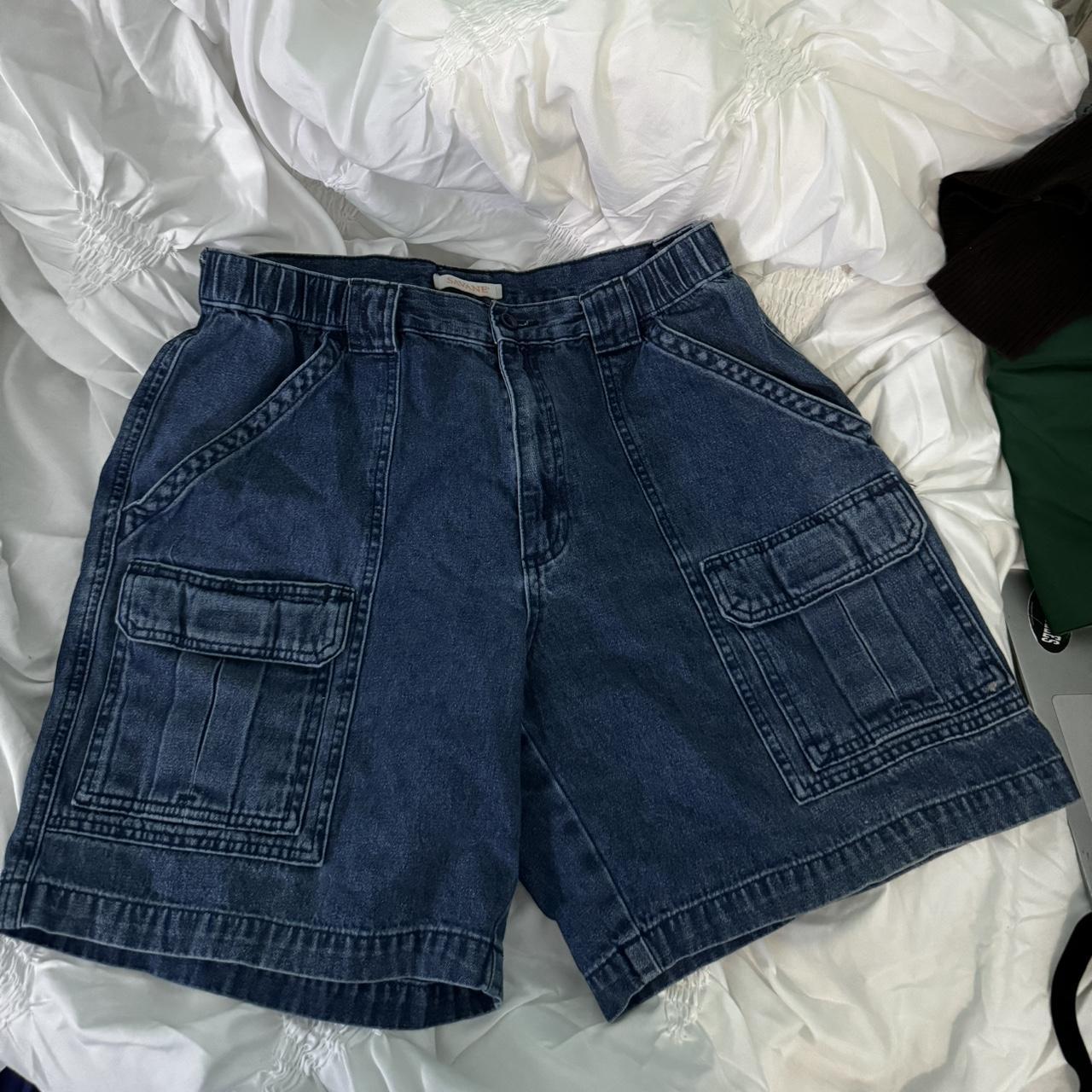 Baggy cargo jorts So cute dark wash 7 inch inseam - Depop