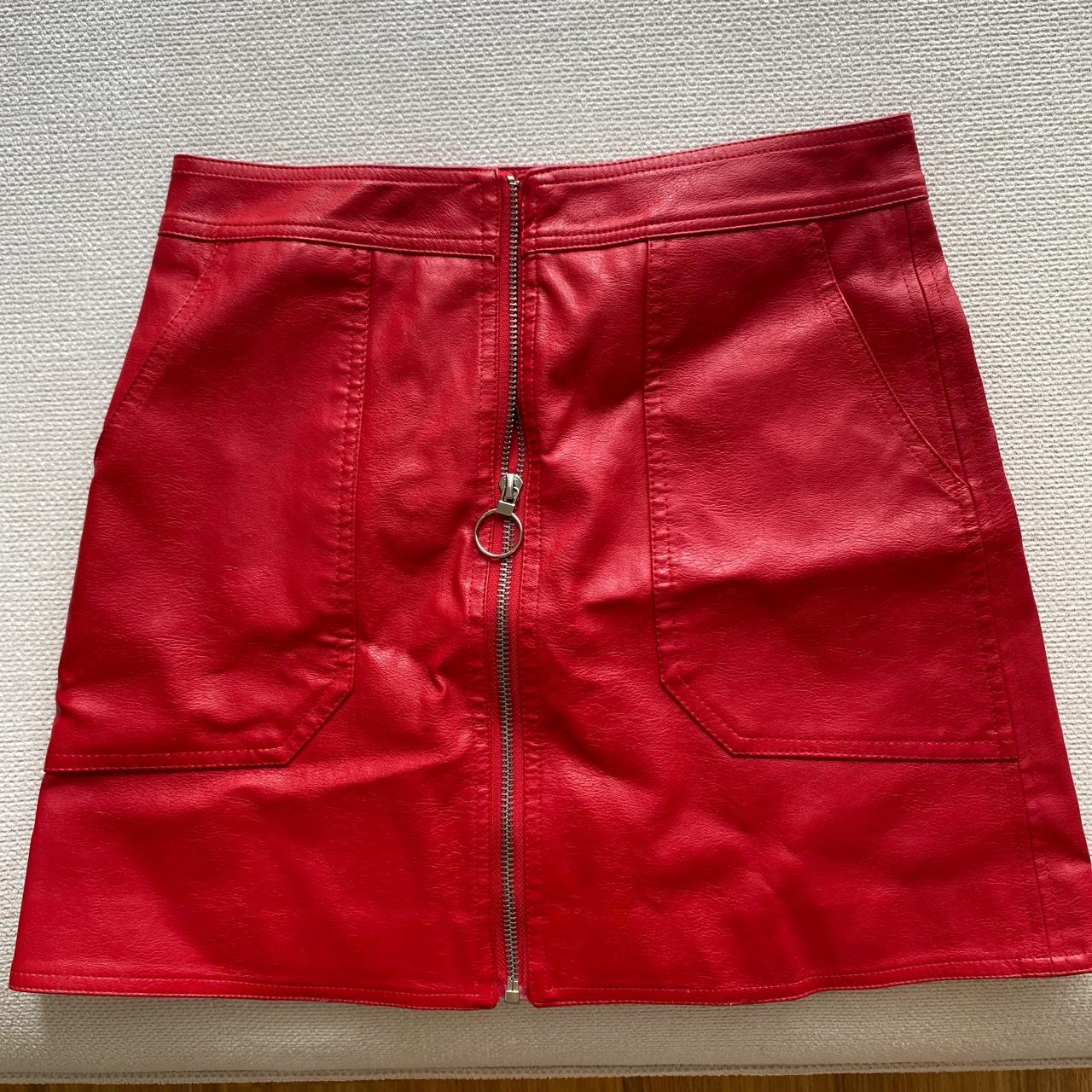 House of sienna red leather mini skirt Zipper and... - Depop