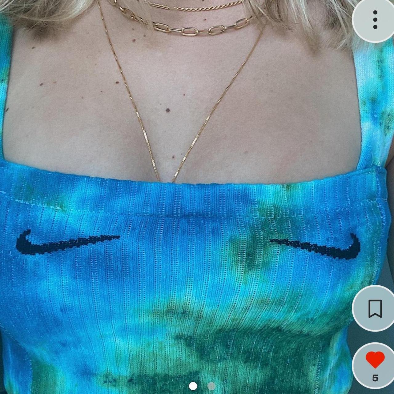 Nike sock top! Hand made blue green tie dye... - Depop