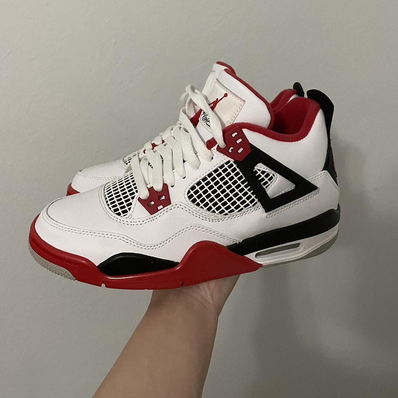 Air Jordan 4 Retro (GS) Fire red 4s white/fire... - Depop