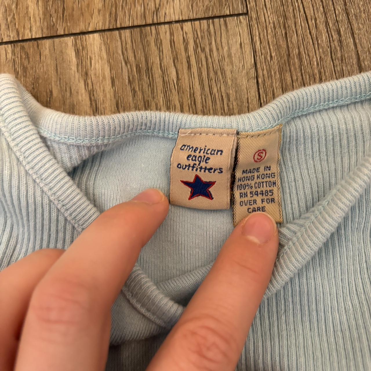 Vintage American Eagle baby blue halter top Size... - Depop