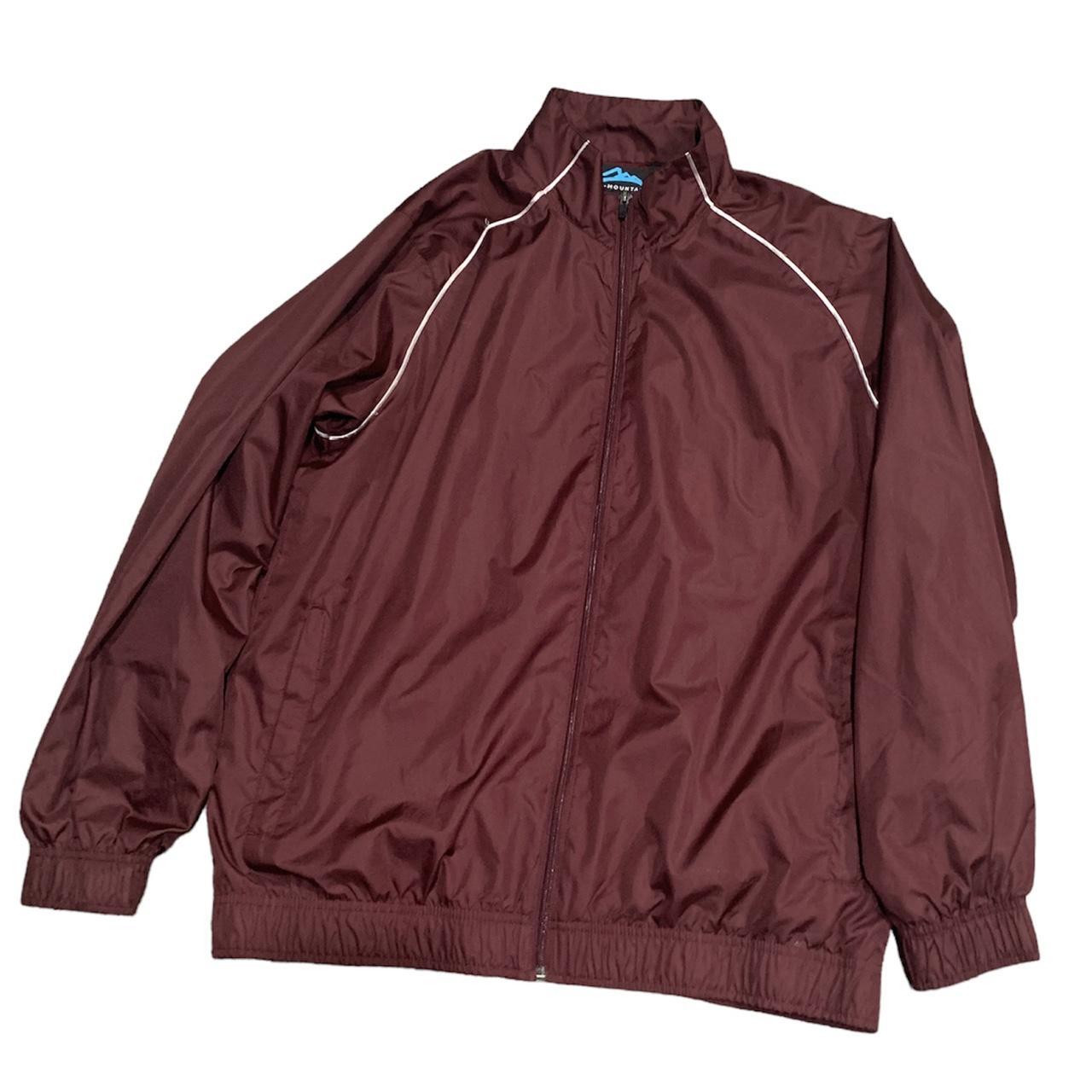 burgundy/maroon striped windbreaker barely worn... - Depop