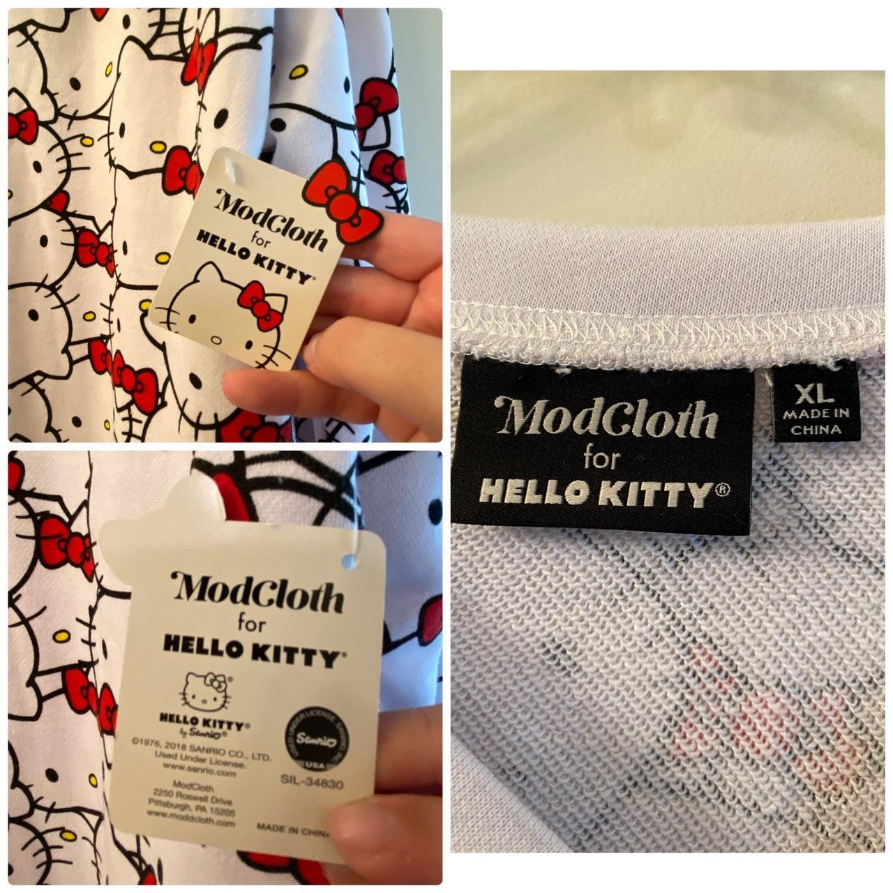 ModCloth Women's White and Red Sweatshirt | Depop