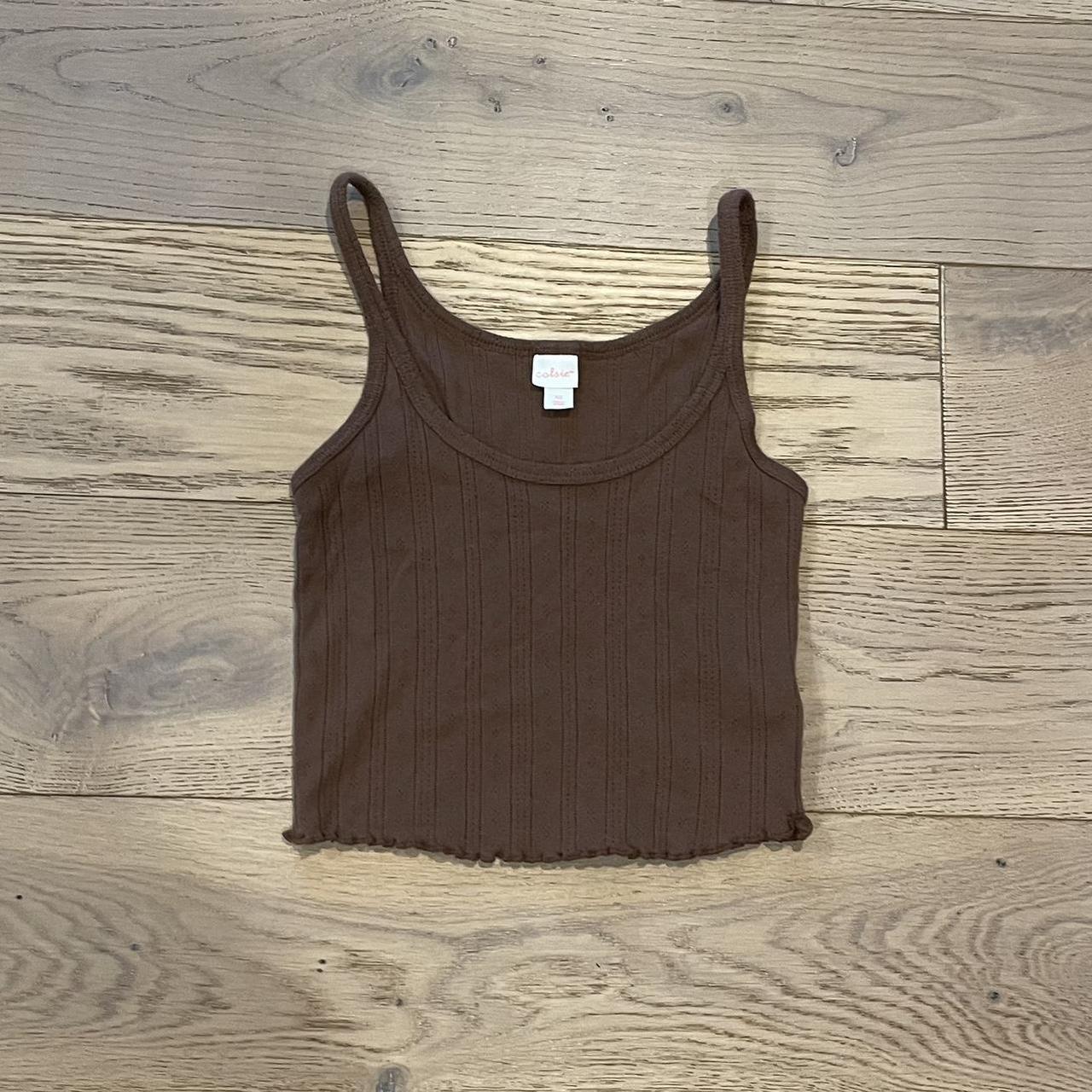 Target brown tank top Brand is colsie XS and true to... - Depop