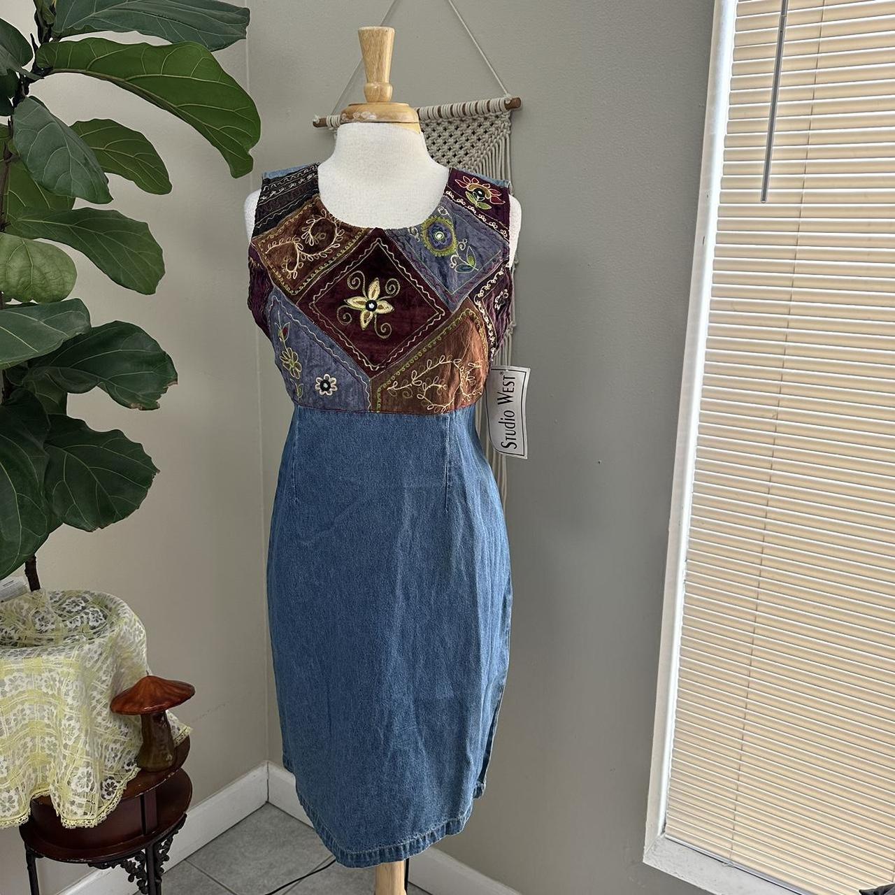 The CUTEST vintage patchwork denim dress made by... - Depop