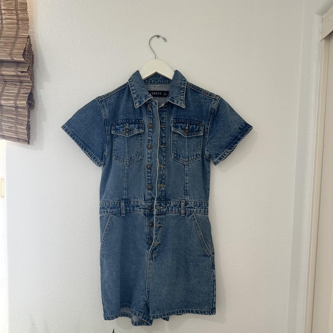 PRINCESS POLLY DENIM ROMPER. Worn once. In perfect... - Depop