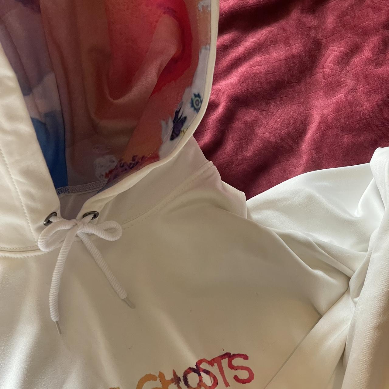 White and multi-coloured Kids See Ghosts hoodie... - Depop