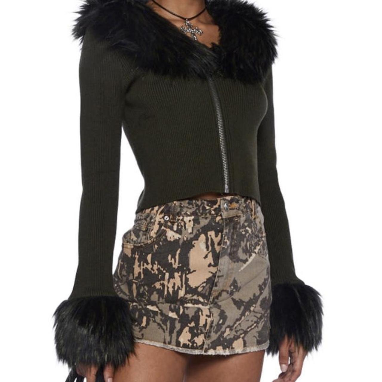 Dollskill Fur Knit Marabou Zip Cardigan Out of Stock... - Depop
