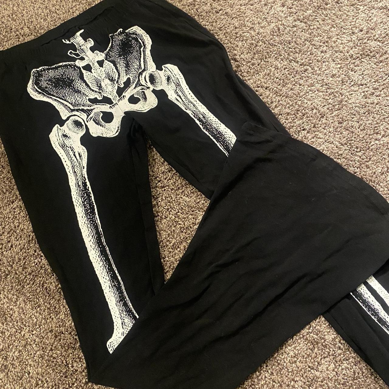 Skeleton Horror Halloween Dollskill Flare Yoga Pants... - Depop