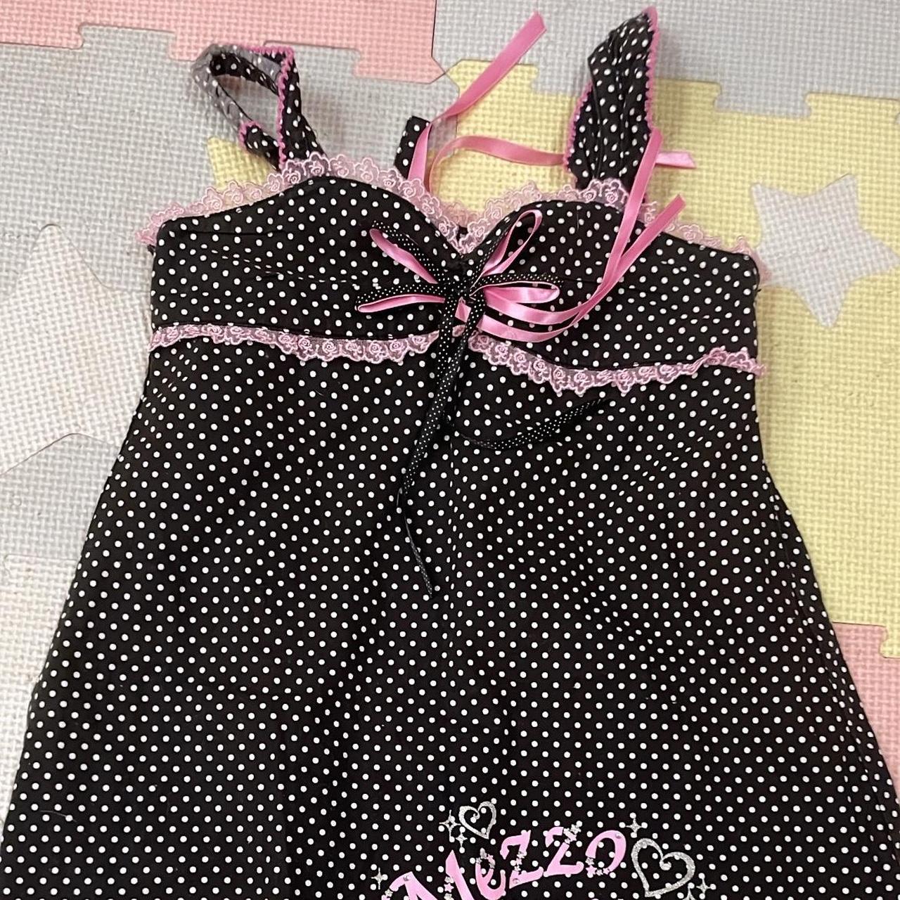 mezzo piano pink n white polkadot pink lace mimi... - Depop